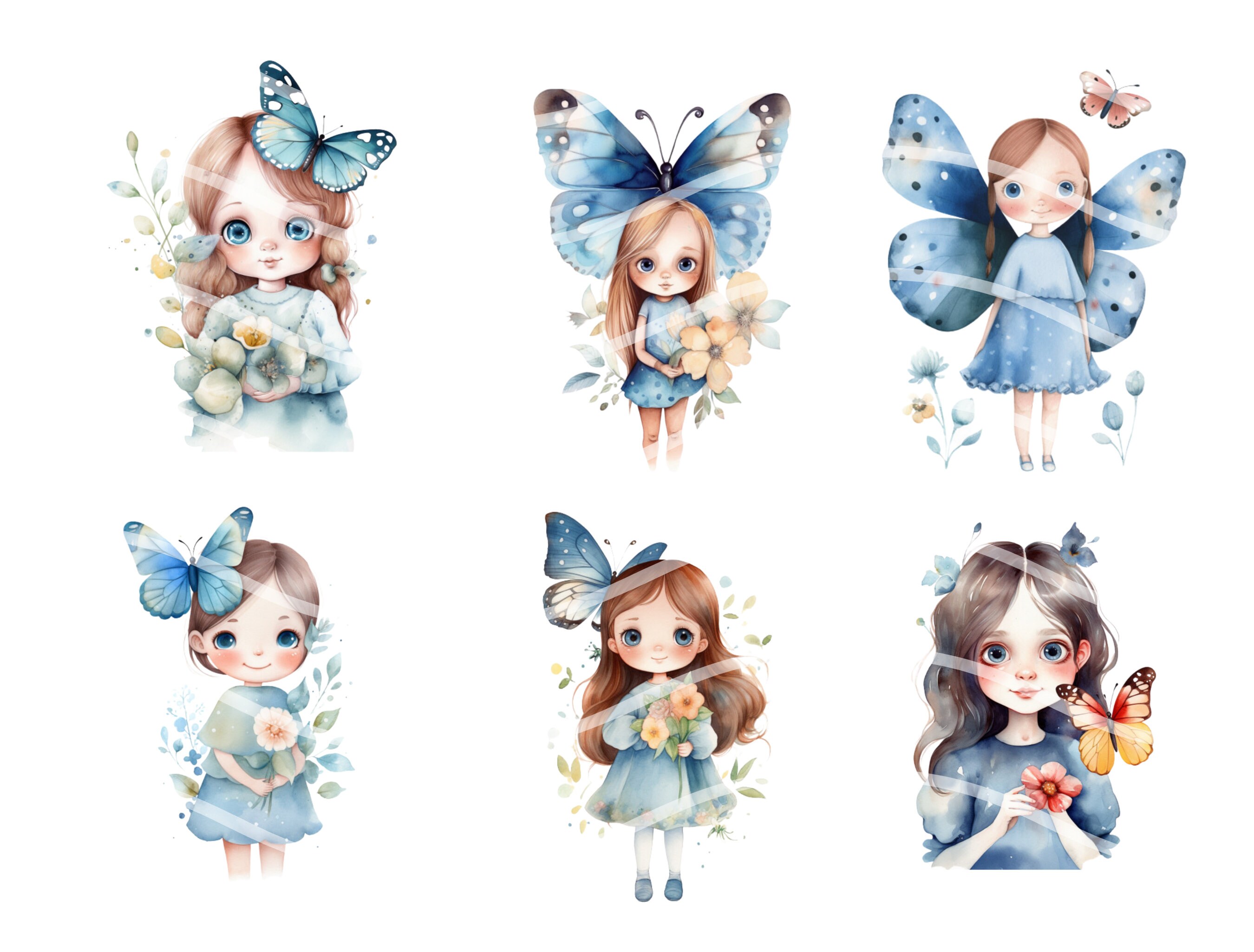 Butterfly Fairy Princess Clipart Set of 18 Watercolor Fairy Tale ...