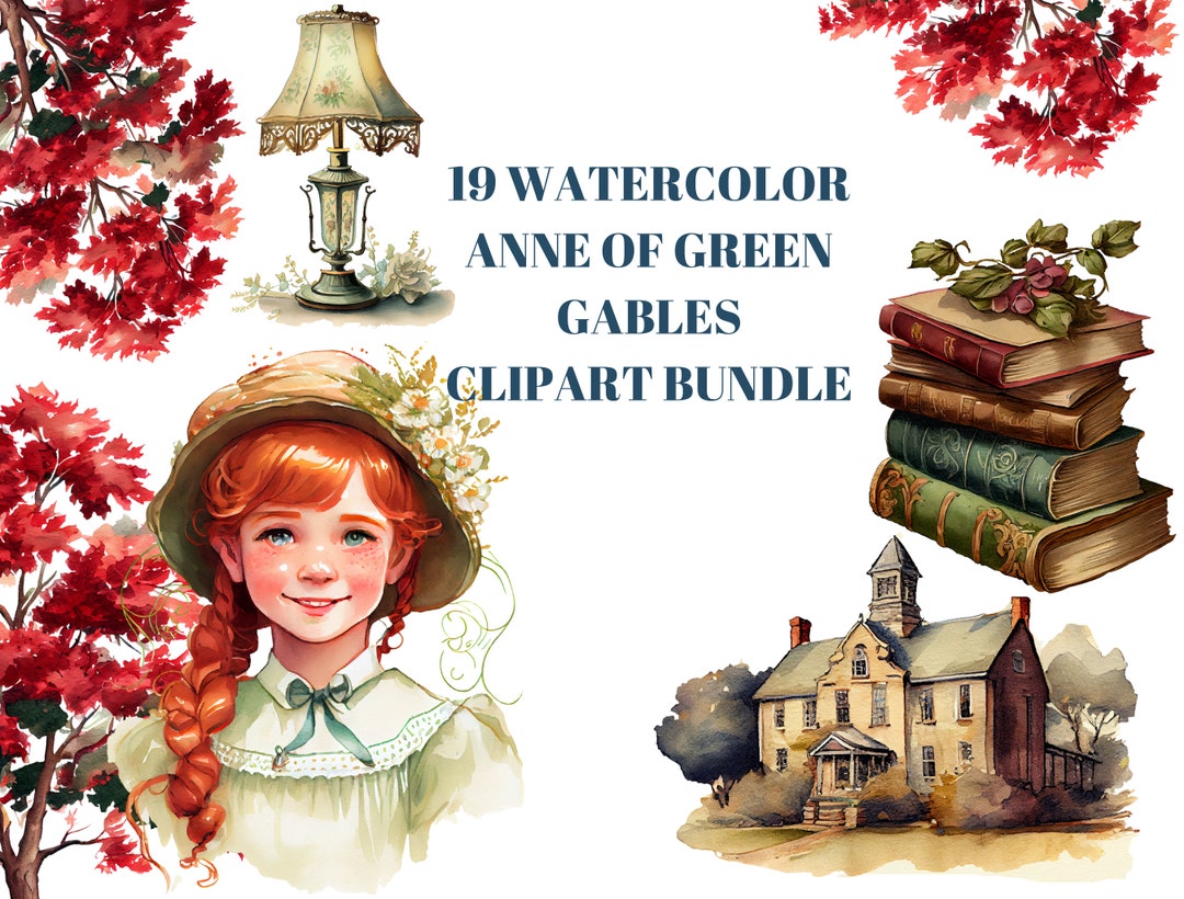 Vintage Anne of Green Gables Clipart Set - Watercolor Clipart for Book ...
