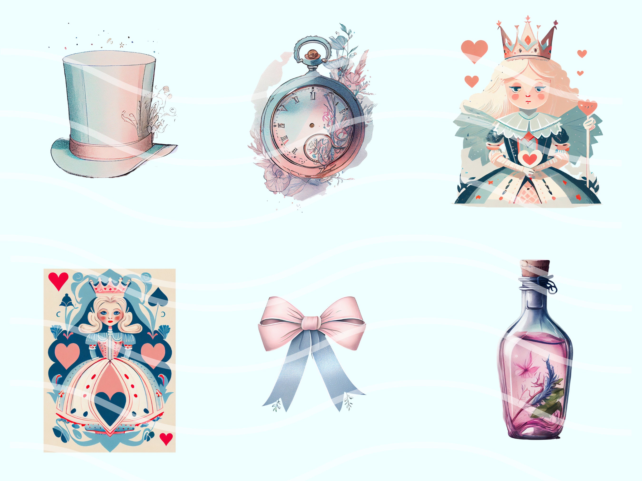 Watercolor Alice in Wonderland Clipart Bundle Tea Party, Queen of ...
