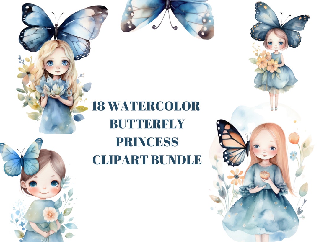 Butterfly Fairy Princess Clipart Set of 18 - Watercolor Fairy Tale ...