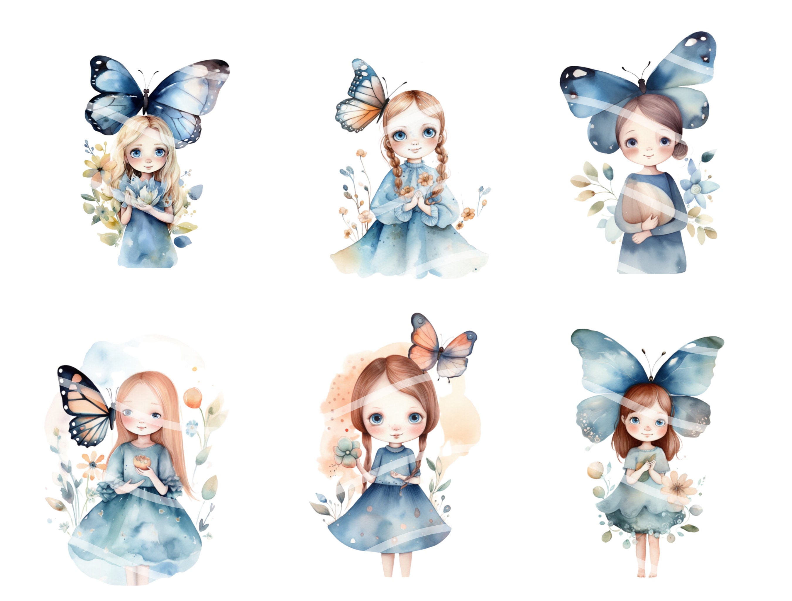 Butterfly Fairy Princess Clipart Set of 18 Watercolor Fairy Tale ...