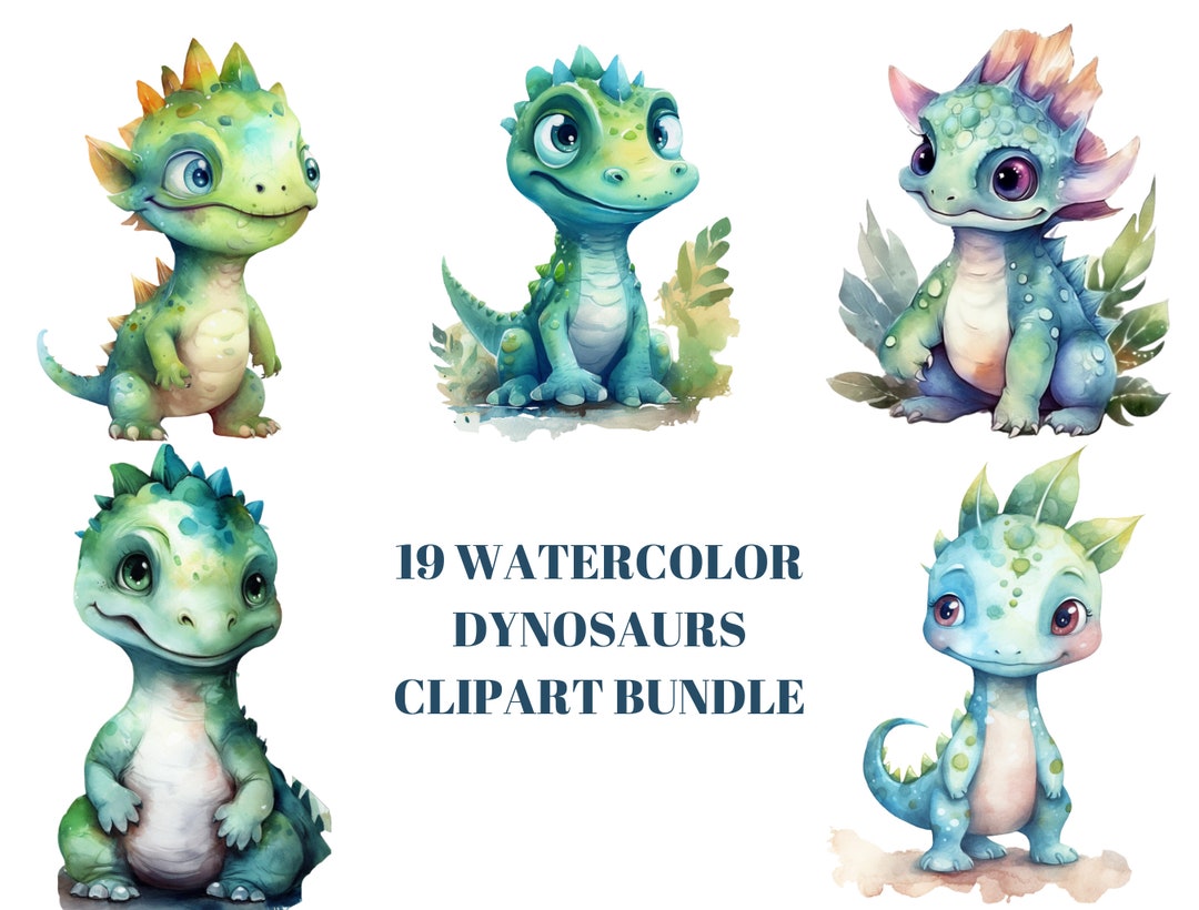Watercolor Baby Dinosaur Clipart – Nursery Decor, DIY (bundle of 19) - Etsy