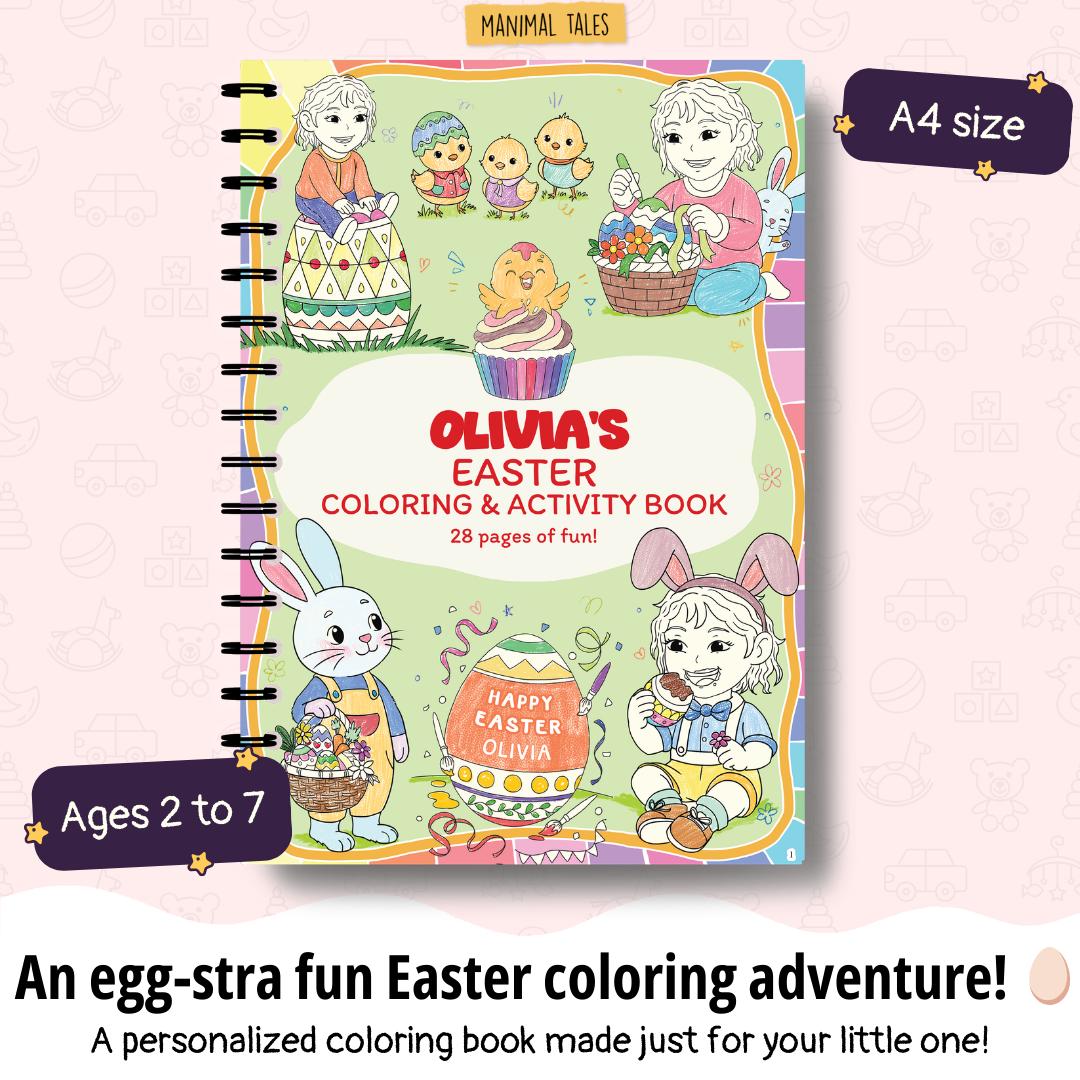Personalized Easter Coloring Book for Kids, Custom Name Book, Cute ...