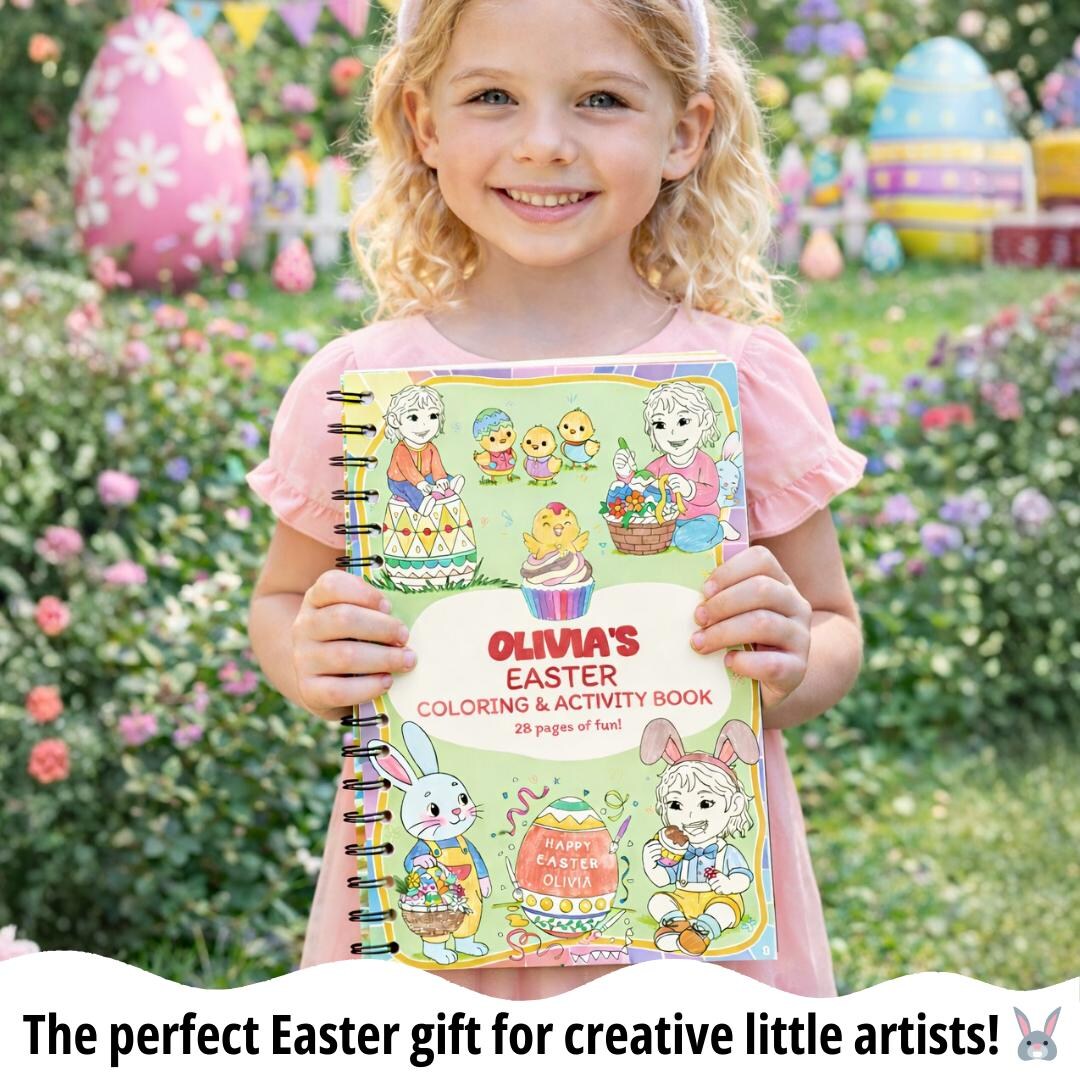 Personalized Easter Coloring Book for Kids, Custom Name Book, Cute ...