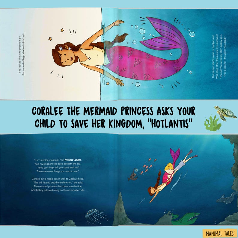 Personalized Mermaid Book for Kids | Custom Name Underwater Adventure ...