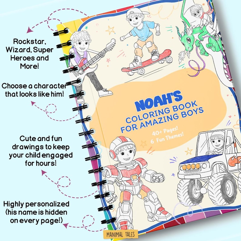 Personalized Coloring Book for Boys, Birthday Gift, Personalized Kids ...
