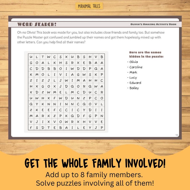 Printable Personalized Activity Book for Kids, Family Puzzle Book ...