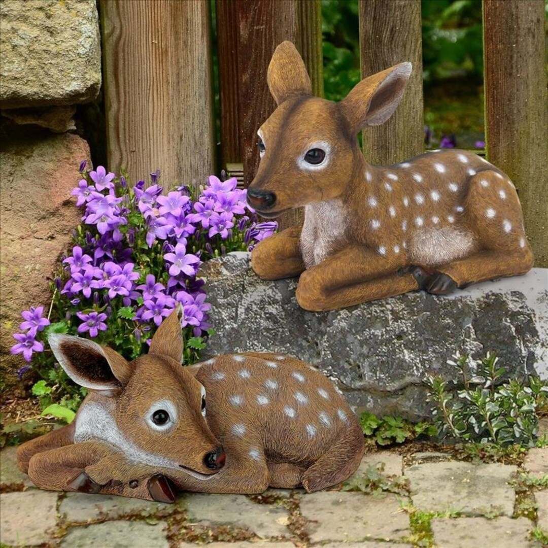 Set of 2 Darby and Hershel the Forest Fawns Baby Deer Statue - Etsy