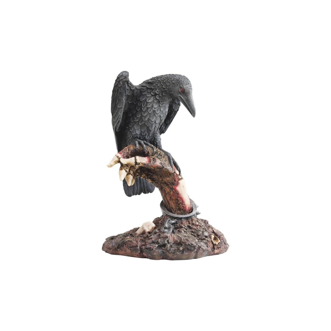 Raven Statue Raven Decor Raven Figurine Crow Statue Spooky - Etsy