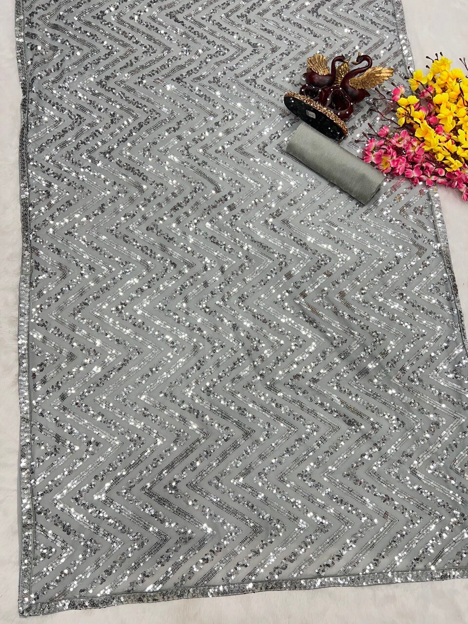 Trending Designer Saree Style Sequence Work Saree Sequins - Etsy