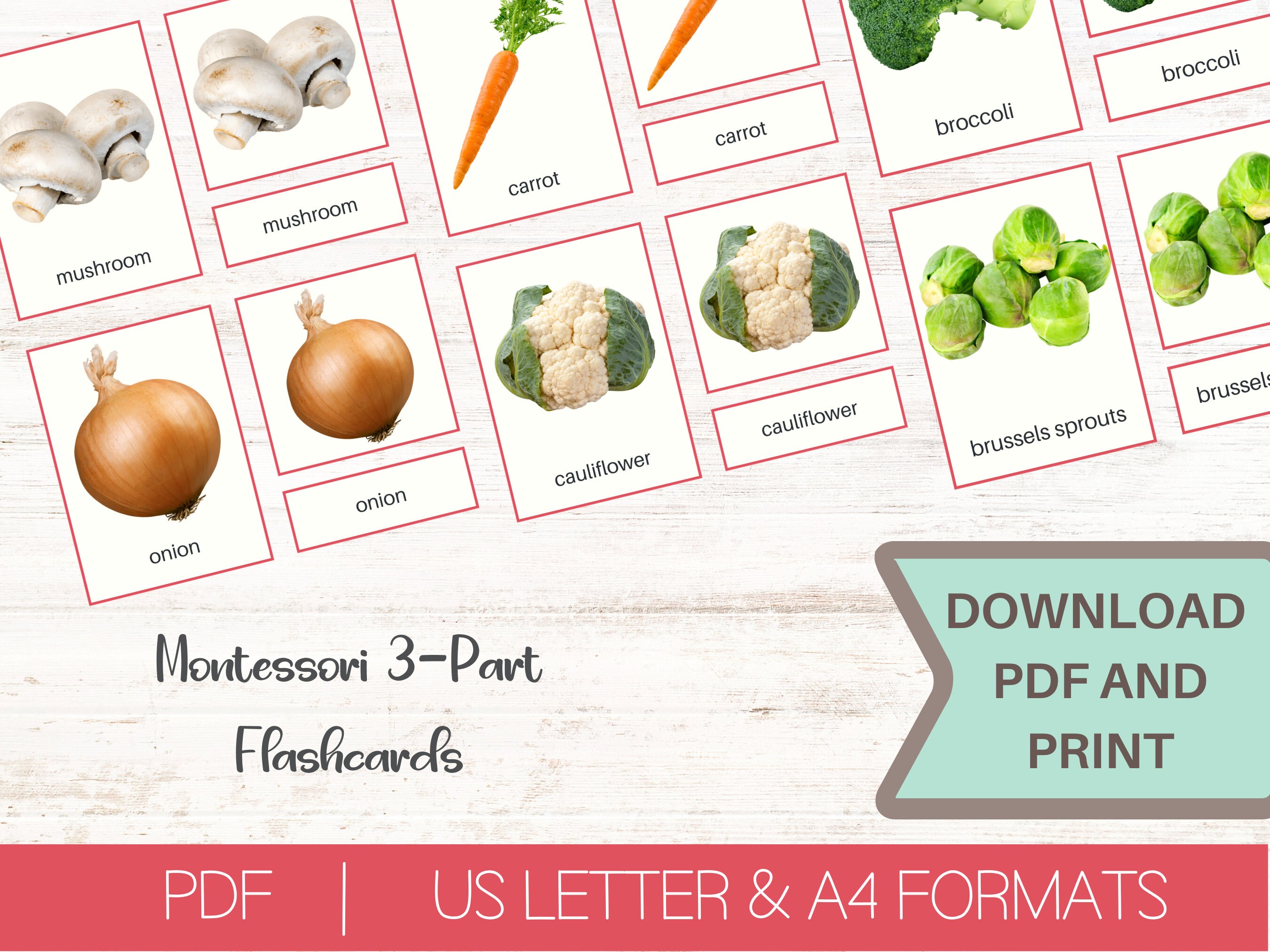 25 Vegetables Cards | Montessori Learning Homeschool Resources, Food ...