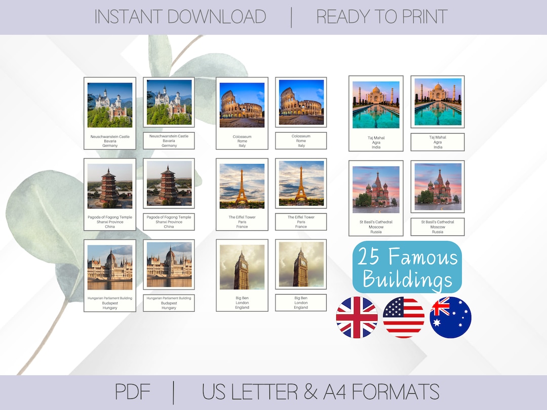 25 Famous Buildings | World Landmarks | Montessori School 3 Part ...
