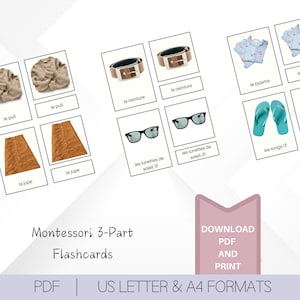 20 Clothes in French | French Montessori Learning | Flashcards for ...