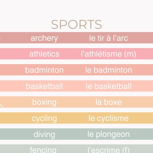 Bilingual Sports in French & English Montessori Printable Educational ...