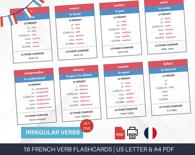 Learn French: French Verb Conjugation Chart - PDF - Etsy UK