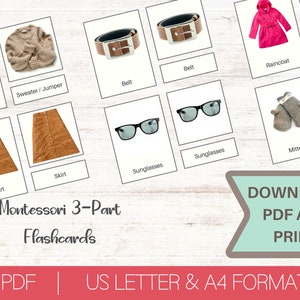 20 Clothes Cards Montessori Learning Homeschool Resources - Etsy