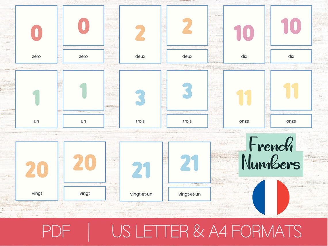 French Numbers Cards | Montessori 3 Part Flashcards | Printable ...