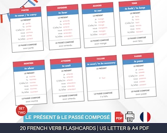 Printable Verbs in French Flash Cards for Home Schooling Learn French ...