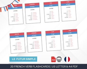 Printable Irregular French Verbs Flash Cards for Home Schooling | Learn ...