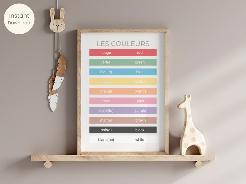 Bilingual Colours Poster in French & English | Educational Poster for ...