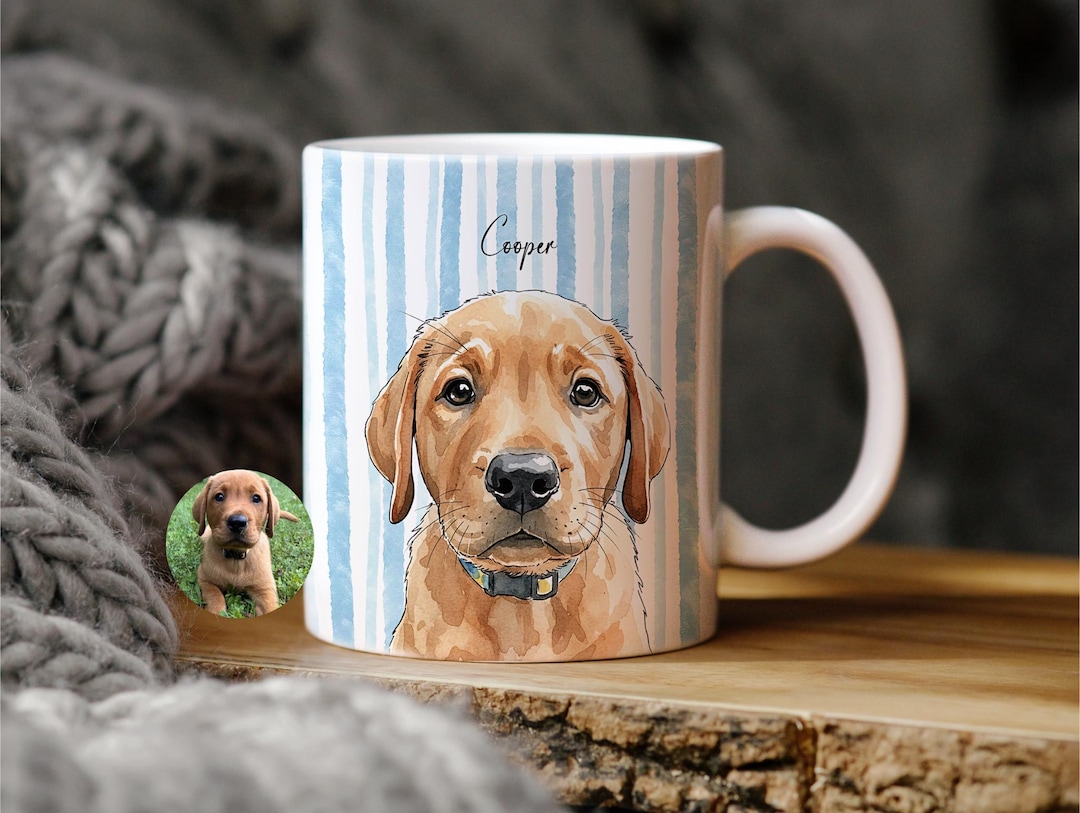 Personalized Pet Mug - Custom Watercolor Pet Portrait Mug ...