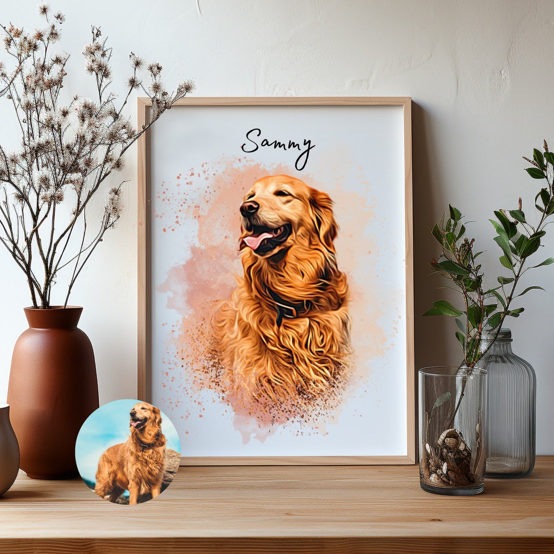 Personalized Pet Portraits With Pet Photo Digital Dog Portrait ...