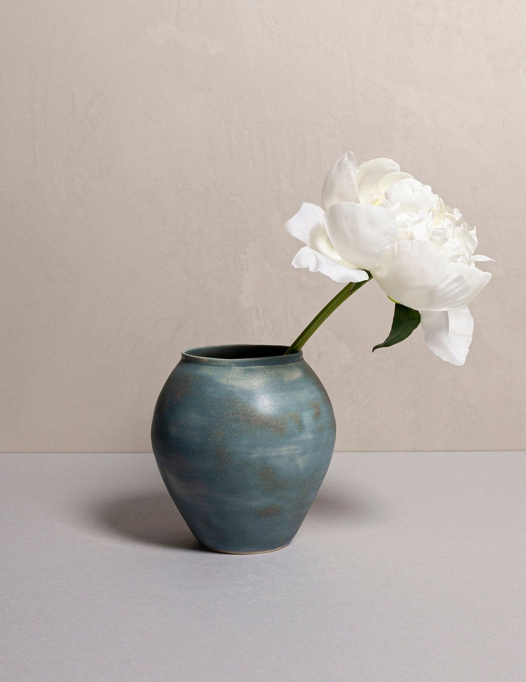 A Curved Vase medium in Matt Gradient Blue and Grey Glaze - Etsy