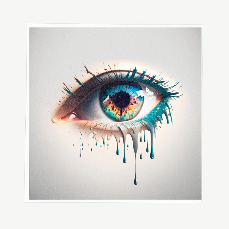 AI Digital Image - Crying Eye in Colour - Etsy