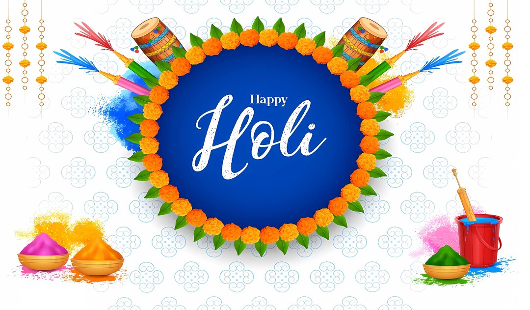 Happy Holi Colourful Background for Festival of Colours Design Backdrop ...