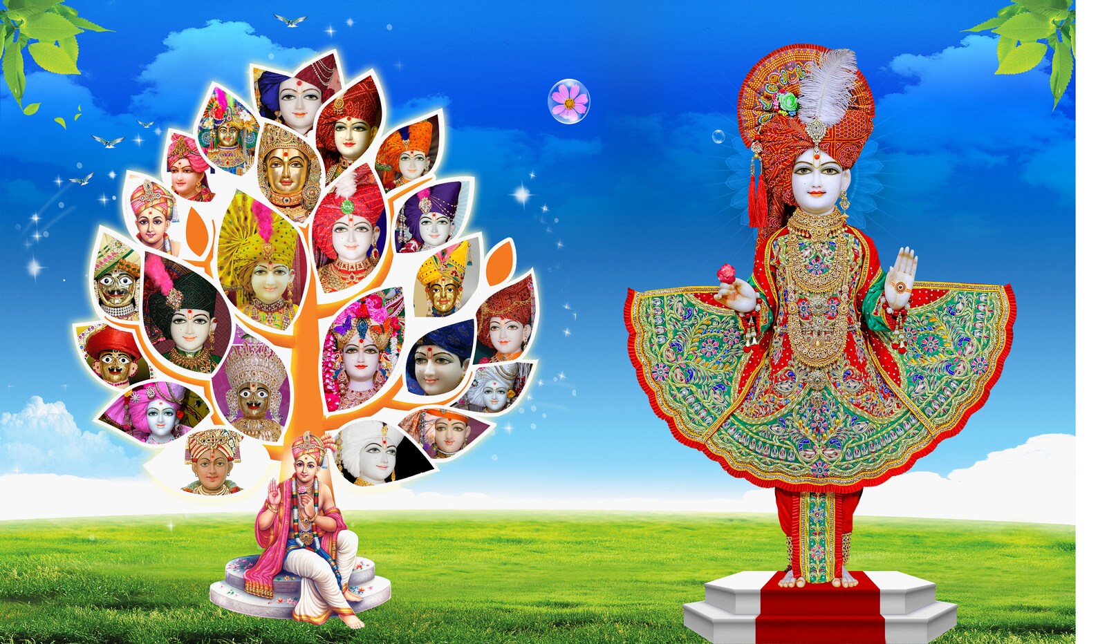 Lord Swaminarayan Ghanshyam Maharaj Design Backdrop Cloth for Pooja ...