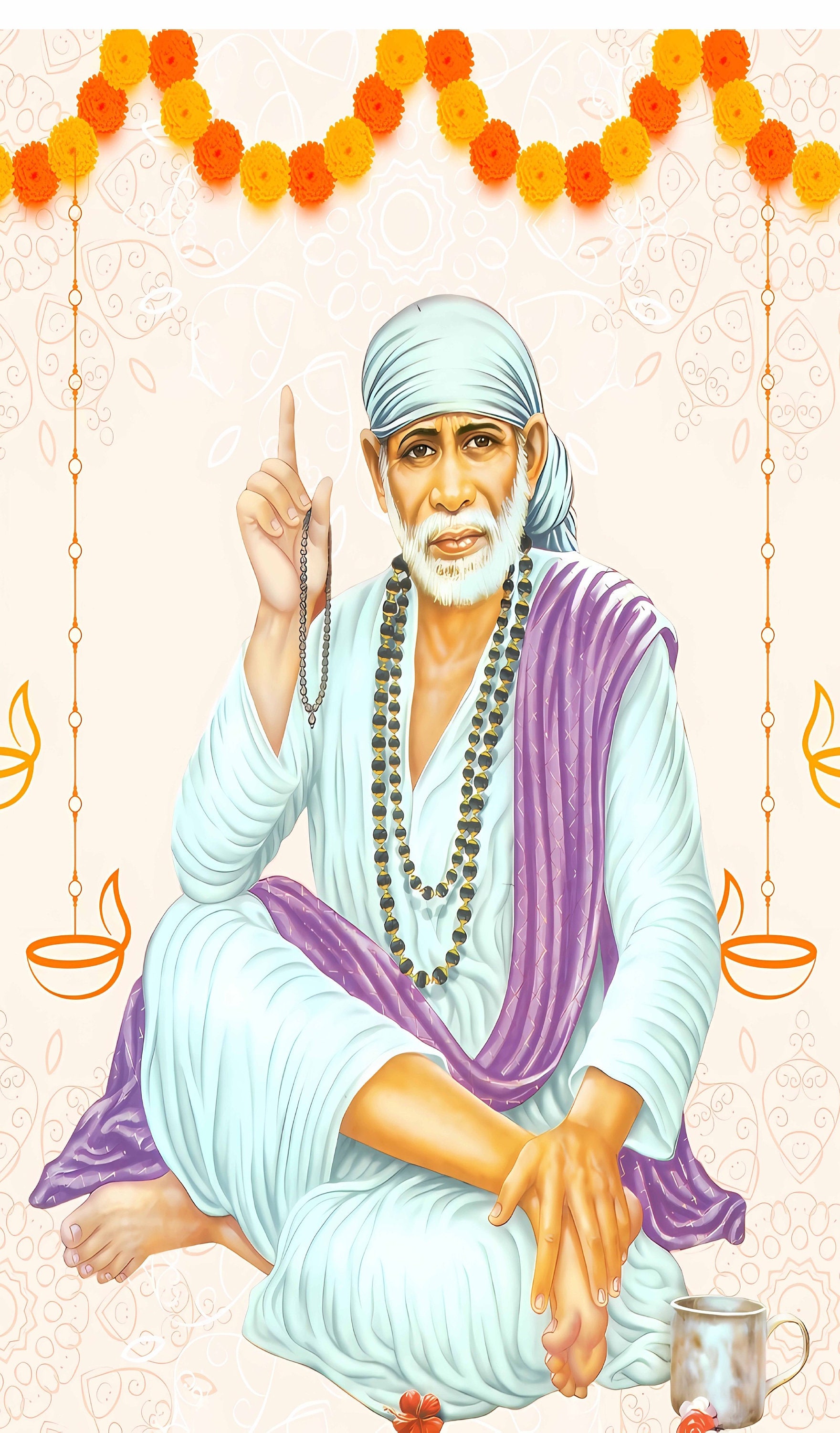 Shree Shirdi Sai Baba Om Sai Baba Design Backdrop Cloth for Pooja ...