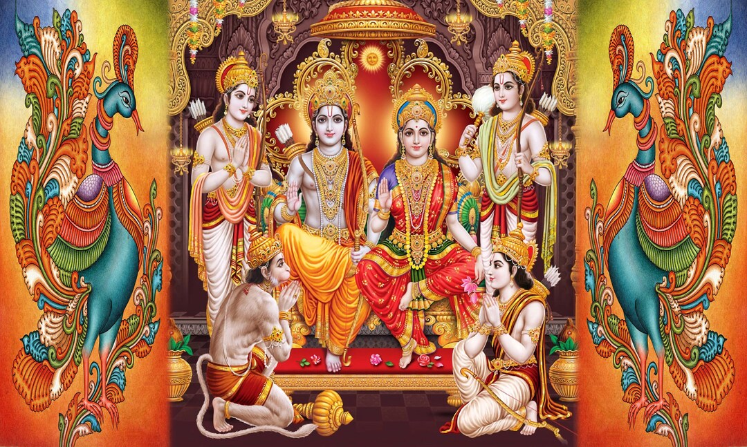 God Shree Ram Parivar Design Backdrop Curtain for Decoration Backdrop ...