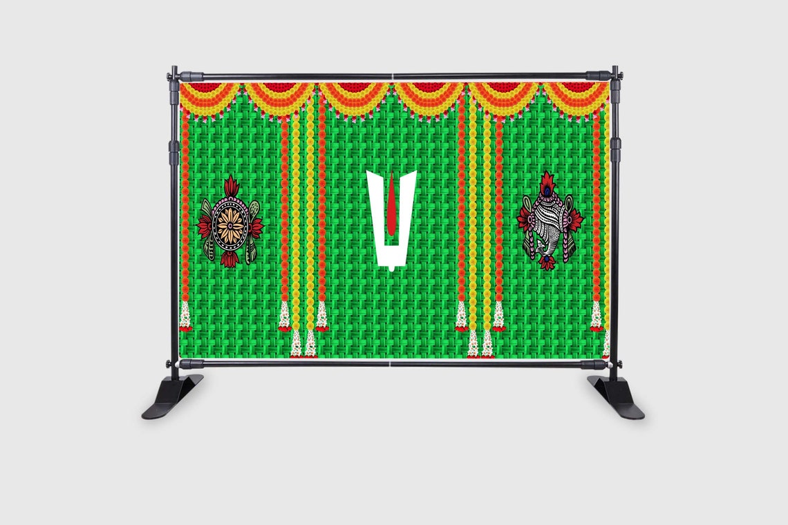 Pooja Backdrop Cloth Thirunaamam Shanku Chakra Namam Lord Vishnu Balaji ...