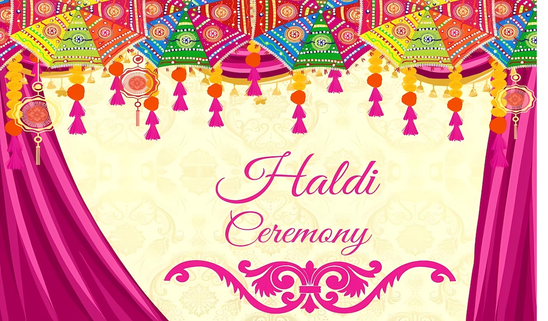 Haldi Ceremony Theme Party Design Backdrop Cloth for Wedding Decoration ...
