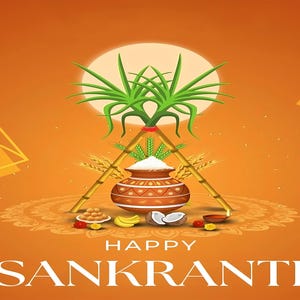 Happy Sankranti Festival Design Backdrop Cloth for Pooja Decoration ...