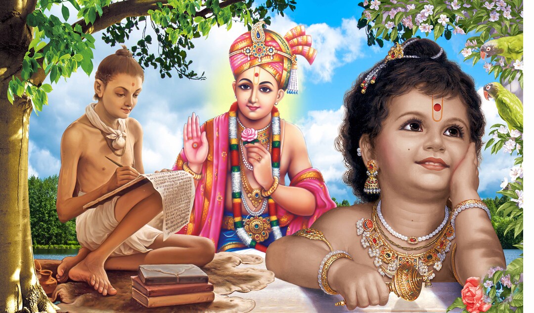 Bal Ghanshyam Maharaj With Nilkanthvarni Maharaj Design Backdrop Cloth ...