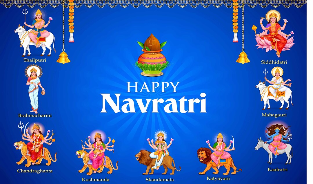 Goddess Navdurga Nine Devi for the Celebration of Navratri Design ...