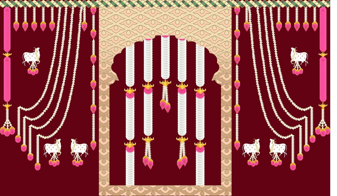 Indian Traditional Design Backdrop Curtain for Decoration Backdrop ...