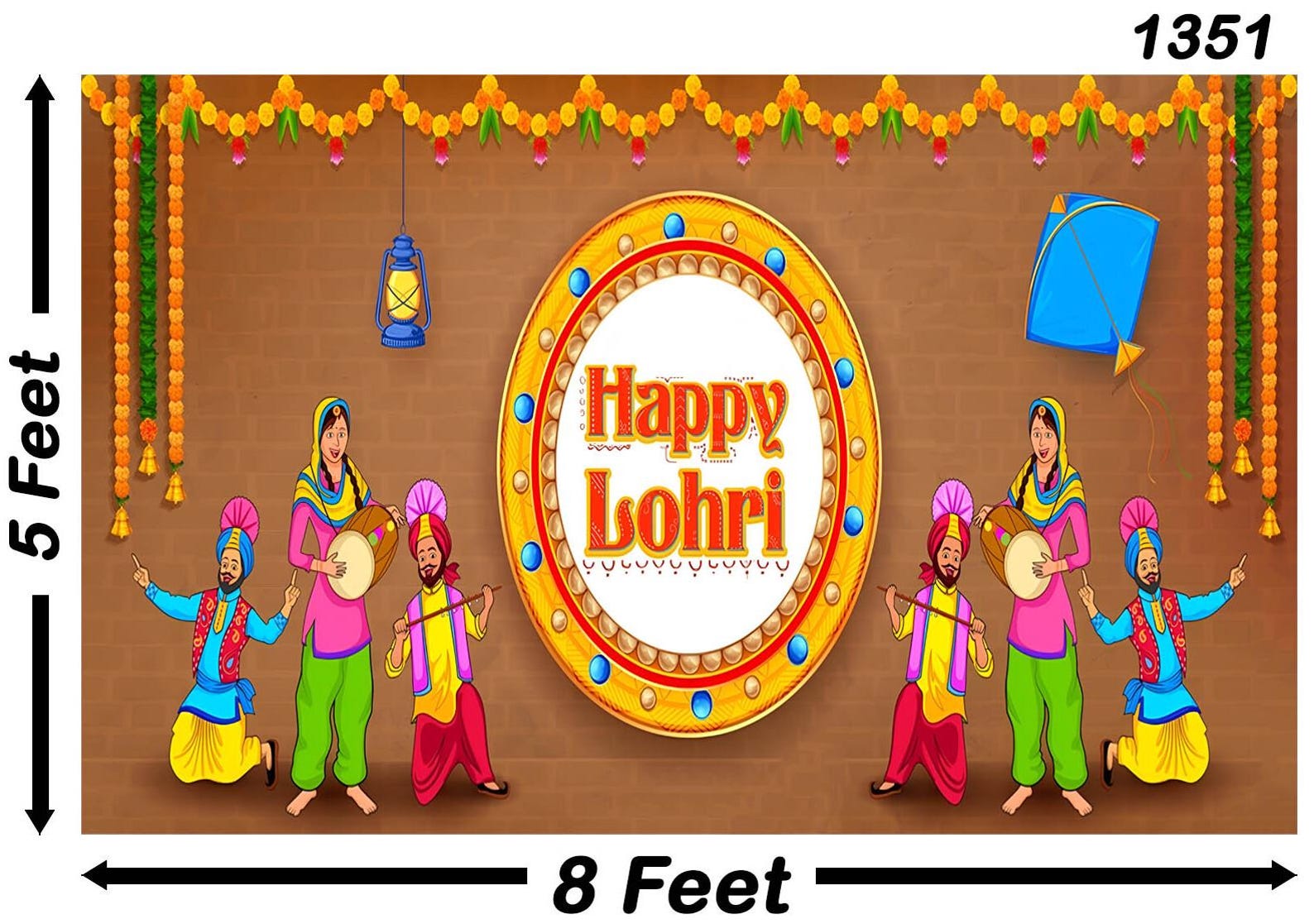 Happy Lohri Festival Design Backdrop Cloth for Pooja Decoration ...