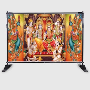 God Shree Ram Parivar Design Backdrop Curtain for Decoration Backdrop ...