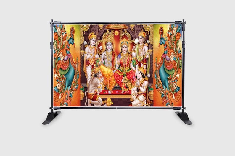 God Shree Ram Parivar Design Backdrop Curtain for Decoration Backdrop ...