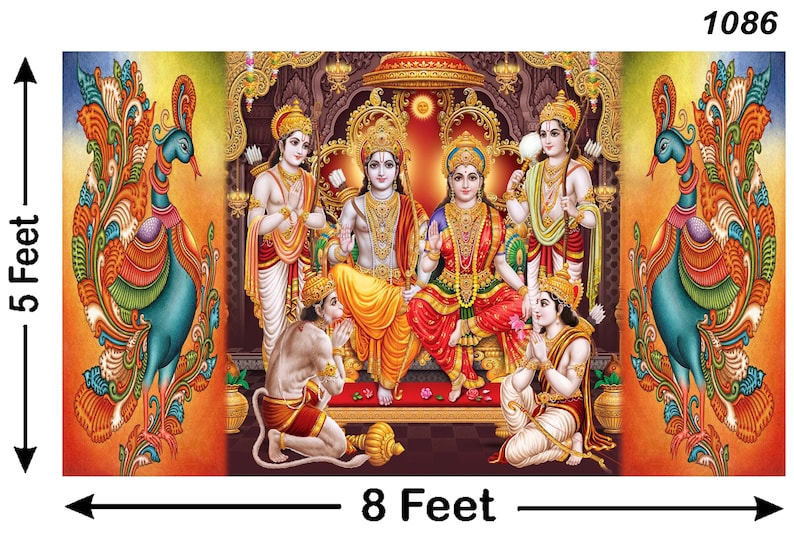 God Shree Ram Parivar Design Backdrop Curtain for Decoration Backdrop ...