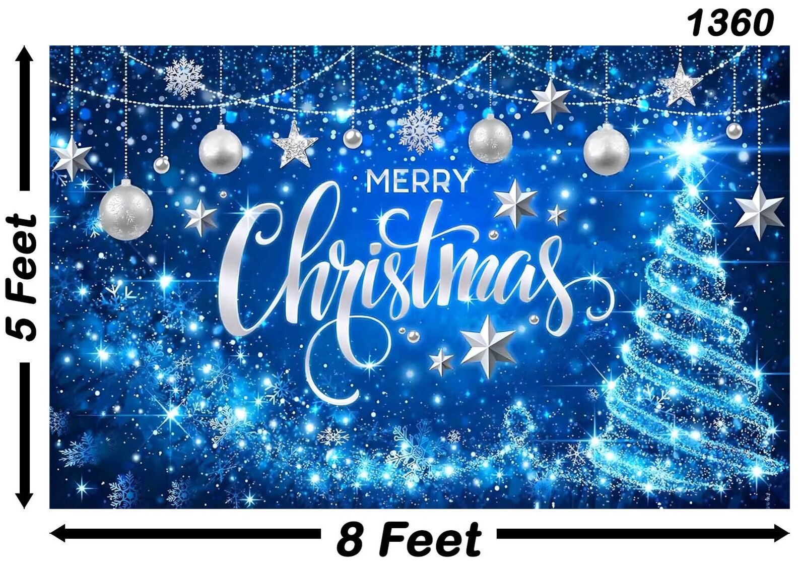 Blue Merry Christmas Backdrop Glitter Bokeh Sparkle Snowflake ...