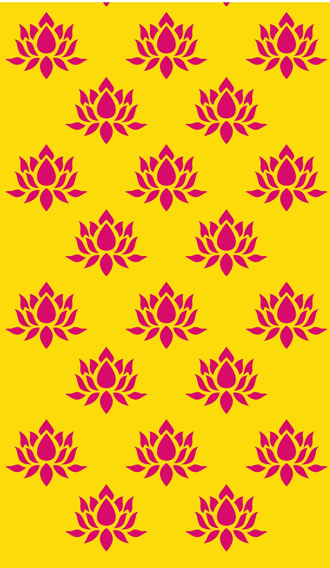Yellow Background With Lotus Design Backdrop Curtain for Decoration ...