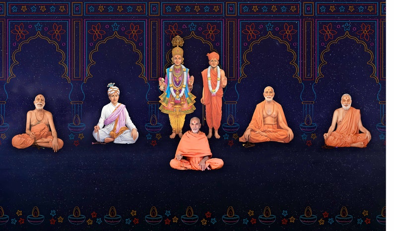 BAPS Sanstha Swaminarayan Bhagwan Design Backdrop Cloth for Pooja ...