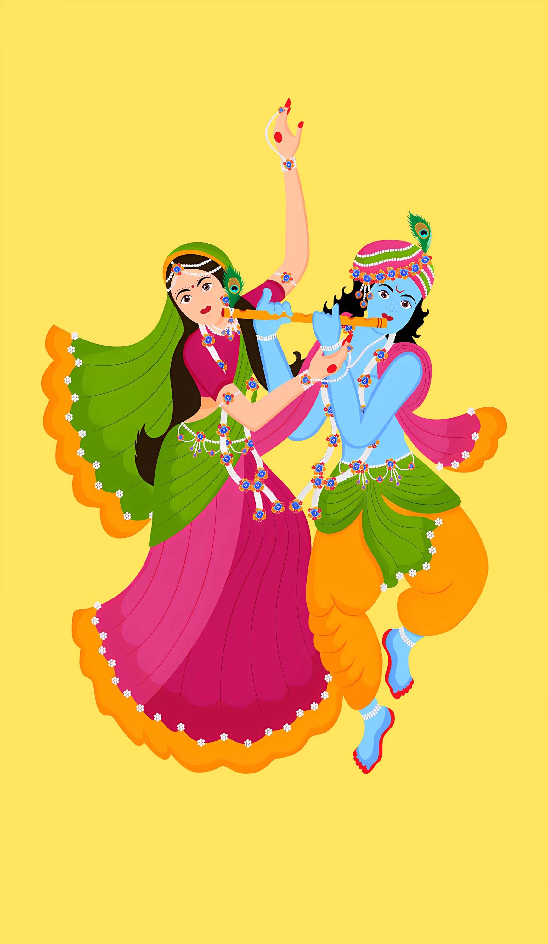 Lord Radha Krishna Design Backdrop Cloth for Pooja Decoration ...