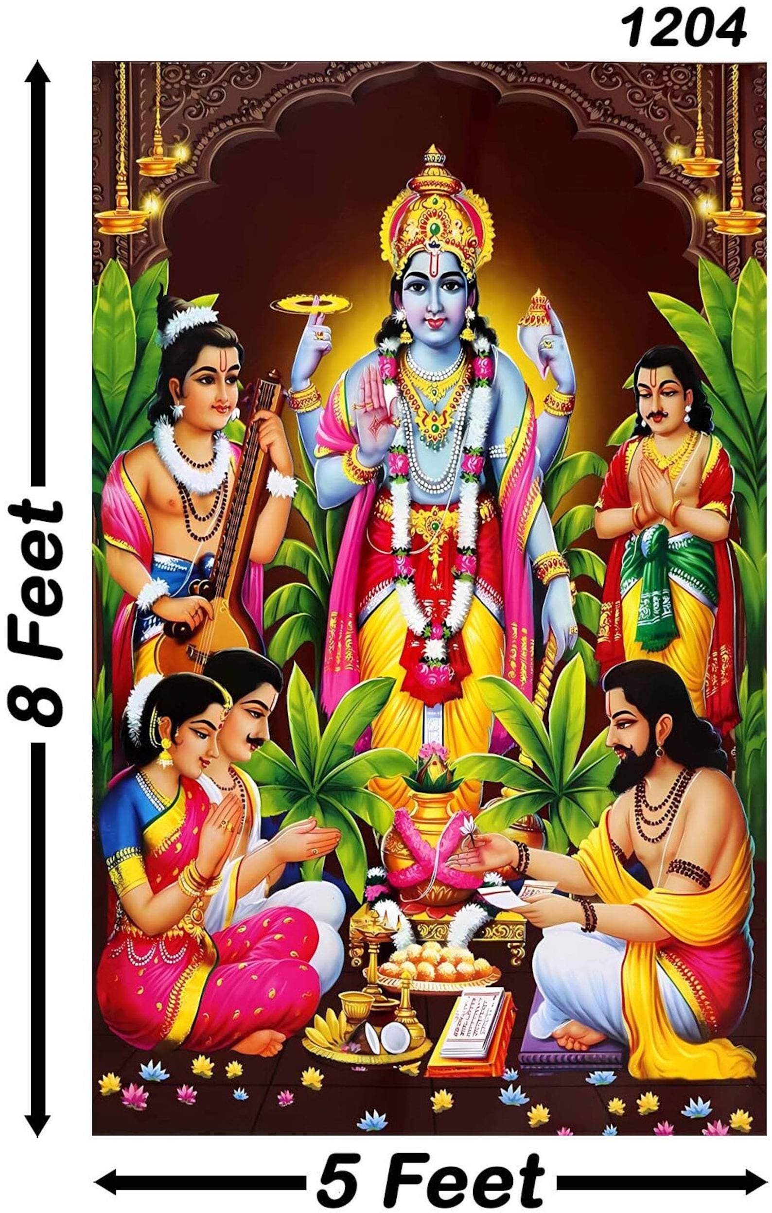 Lord Satyanarayana is a Form of Lord Vishnu Design Backdrop Cloth for ...