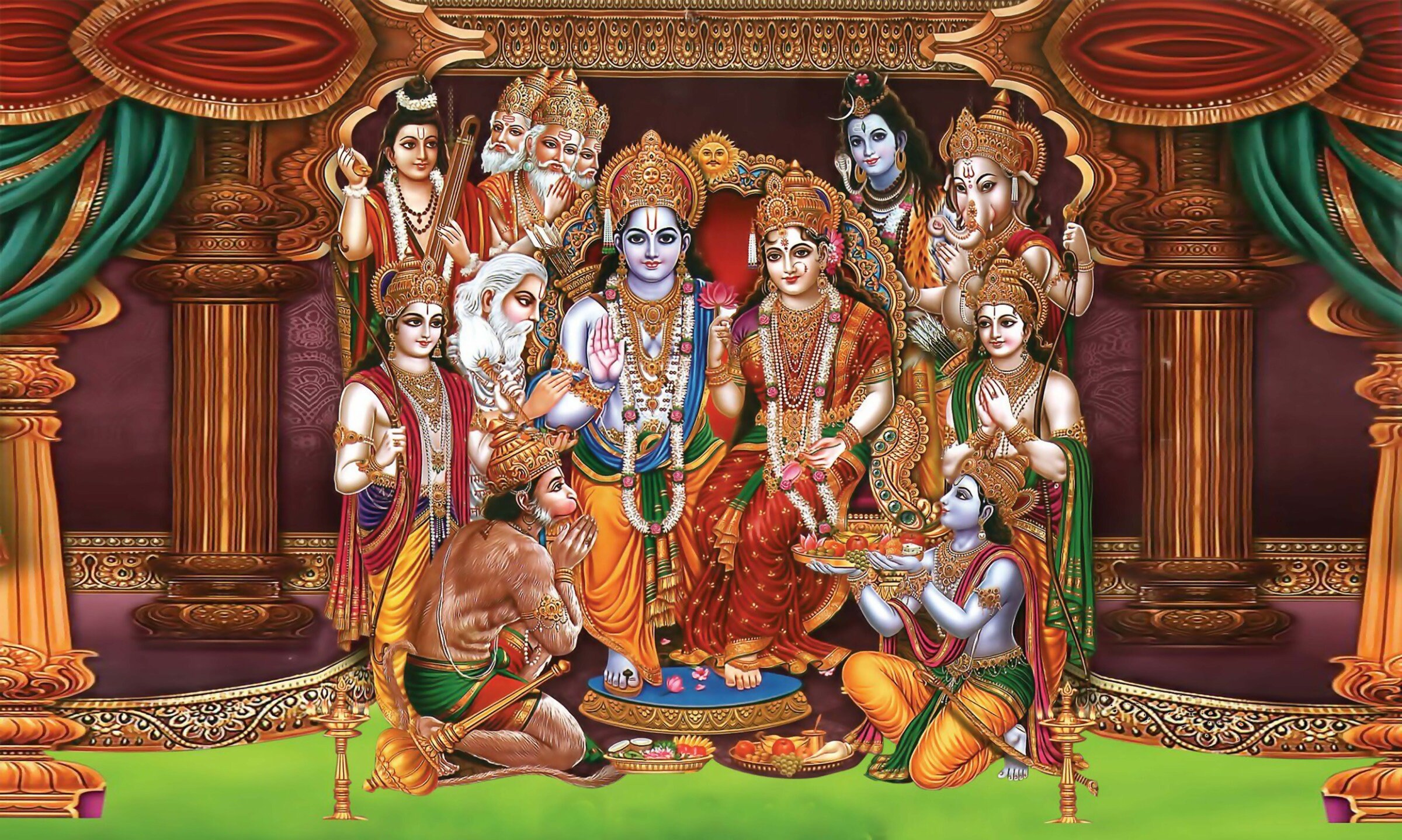 Lord Shree Ram Darbar Design Backdrop Curtain for Decoration Backdrop ...