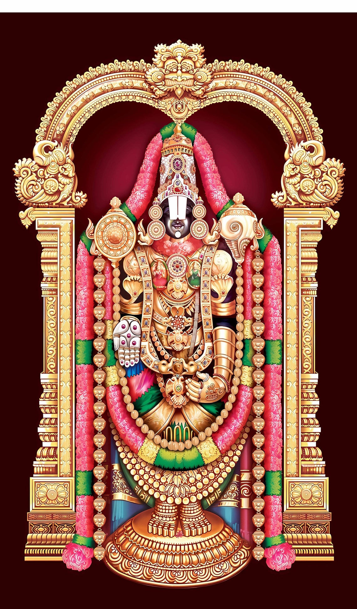 Hindu God Tirupati Venkatachalapathy Design Backdrop Cloth for Pooja ...