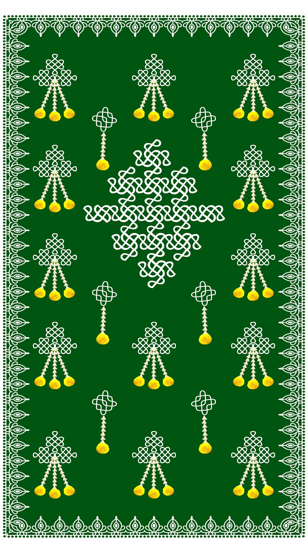 Kolam (muggu) With Marigold Flower Design Backdrop Curtain for ...